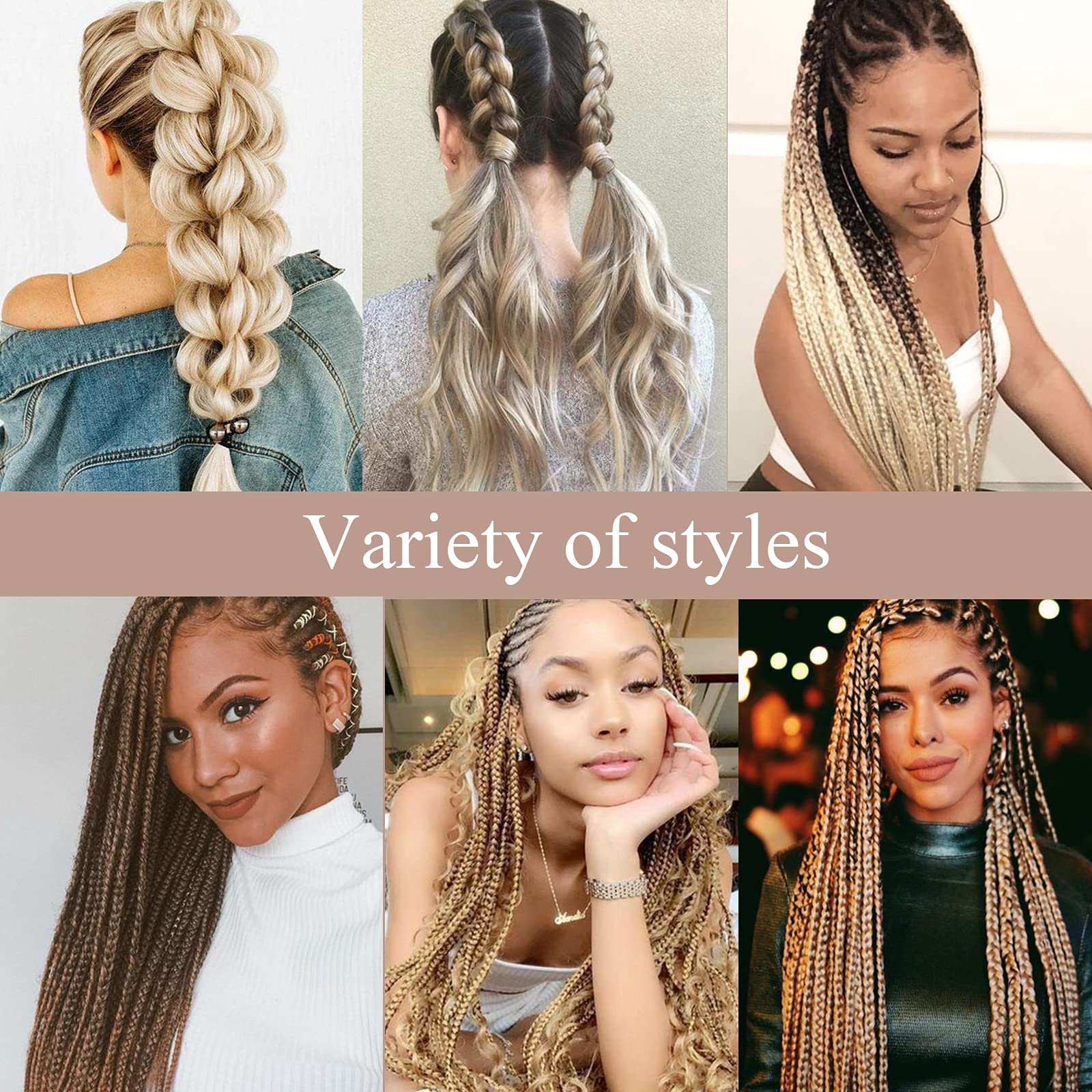 Pre-Stretched Braiding Hair Extensions 26 Inch 6 packs Ombre Braiding Hair Hot Water Setting Professional Soft Yaki Synthetic Crochet Braids(Ombre Brown)