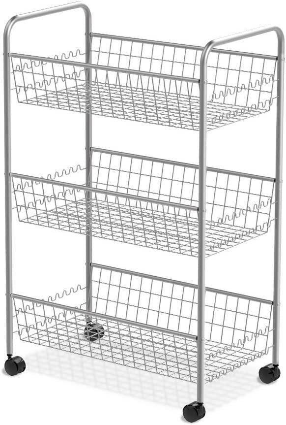 3 Tier Kitchen Island Cart on Wheels Sliding Sink Organizer Rolling Stand Racks