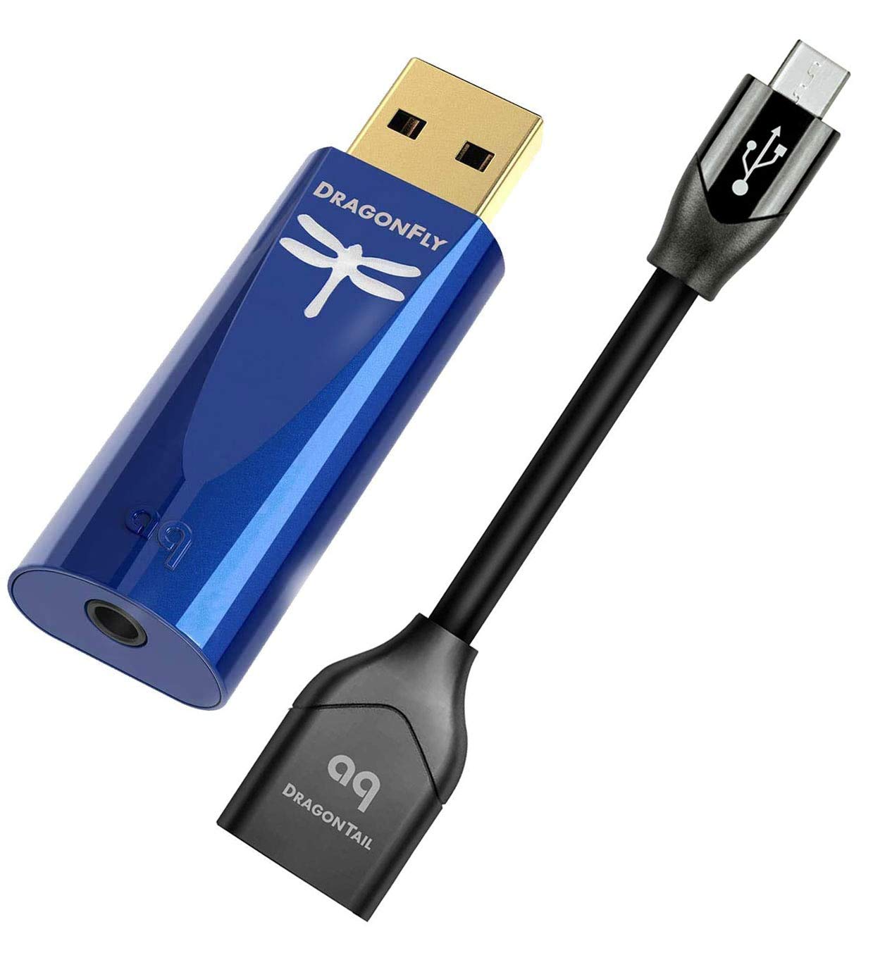 AudioQuest Dragonfly Cobalt USB Stick DAC Bundle with DragonTail USB-A Female to Micro USB Male