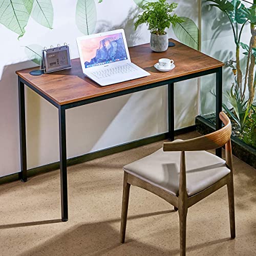 It's_Organized Study Computer Desk 47" Home Office Writing Desk, Modern Simple Style PC Table, Student Study Desk,Easy to Assemble,Black Metal Frame,Oak Black