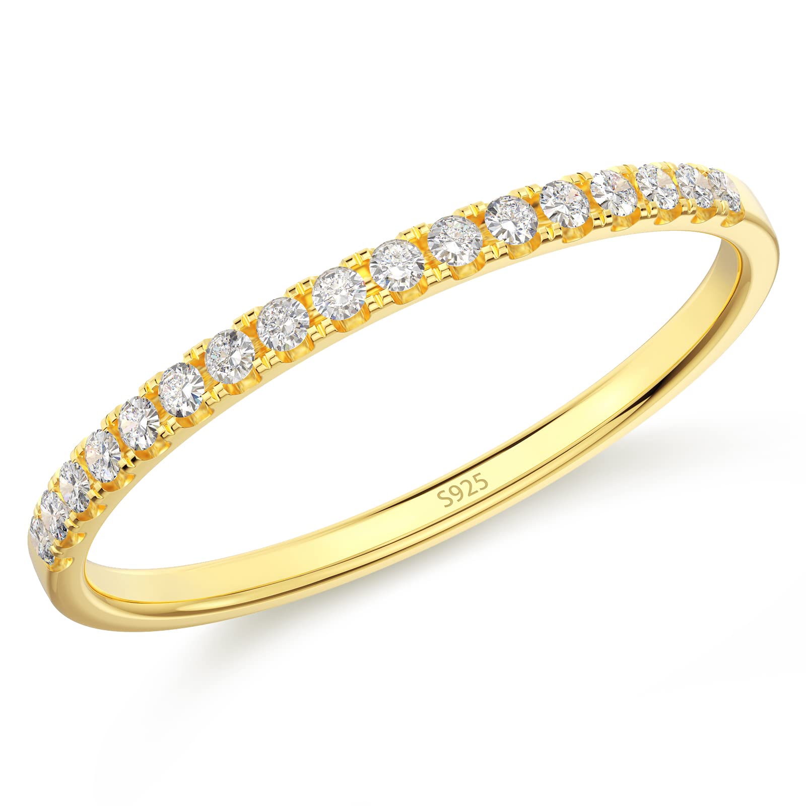 14K Vermeil Gold Moissanite Wedding Band, Wedding Rings for Women, Crystal, Cubic Zirconia
