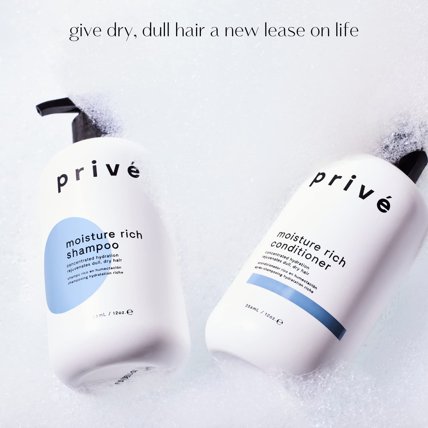 Prive Moisture Rich Shampoo - Deep Moisturizing for Dry and Lifeless Hair, 12 oz