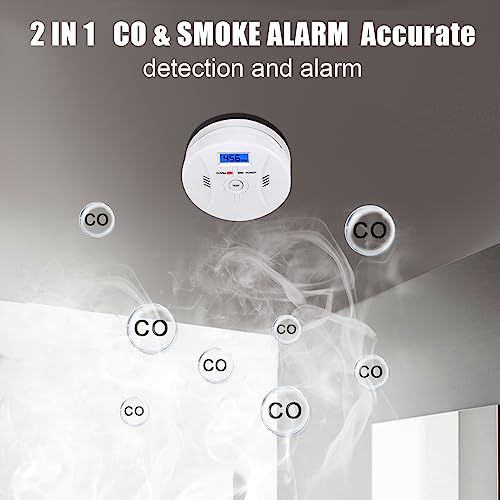 3-Pack Carbon Monoxide Detectors,Smoke Detector,2 in 1 CO & Smoke Alarm,Smoke Combination CO Alarm,Fire CO for Alarm for Home and Kitchen,LED Screen, CO Carbon Monoxide & Smoke Alarm,3-Pack