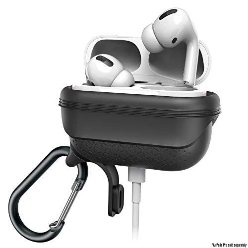 Catalyst - Waterproof Case for AirPods Pro (1st and 2nd Gen)- Premium Edition. Compatible Wireless Charging, One-Piece Design, High Drop Protection, with Carabiner, Soft-Touch - Black