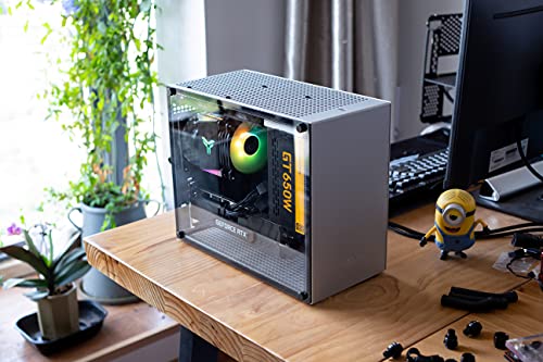 MATX PC Case in Mini-Size, Portable Gaming Computer Case, Aluminum Micro ATX Case for DIY Installation Silver