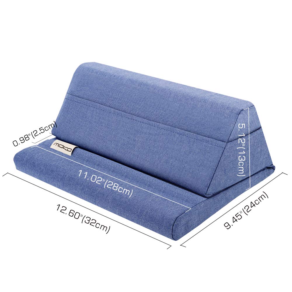 MoKo Tablet Pillow Stand, Soft Bed Pillow Holder, Fits up to 11" Pad, Fit with iPad 10th,iPad Pro 11 2022, New iPad Air 4 10.9/Air 3, iPad Pro 11/10.5/9.7, Mini 5 4, Galaxy Tab S6/ S7 11", Denim Blue
