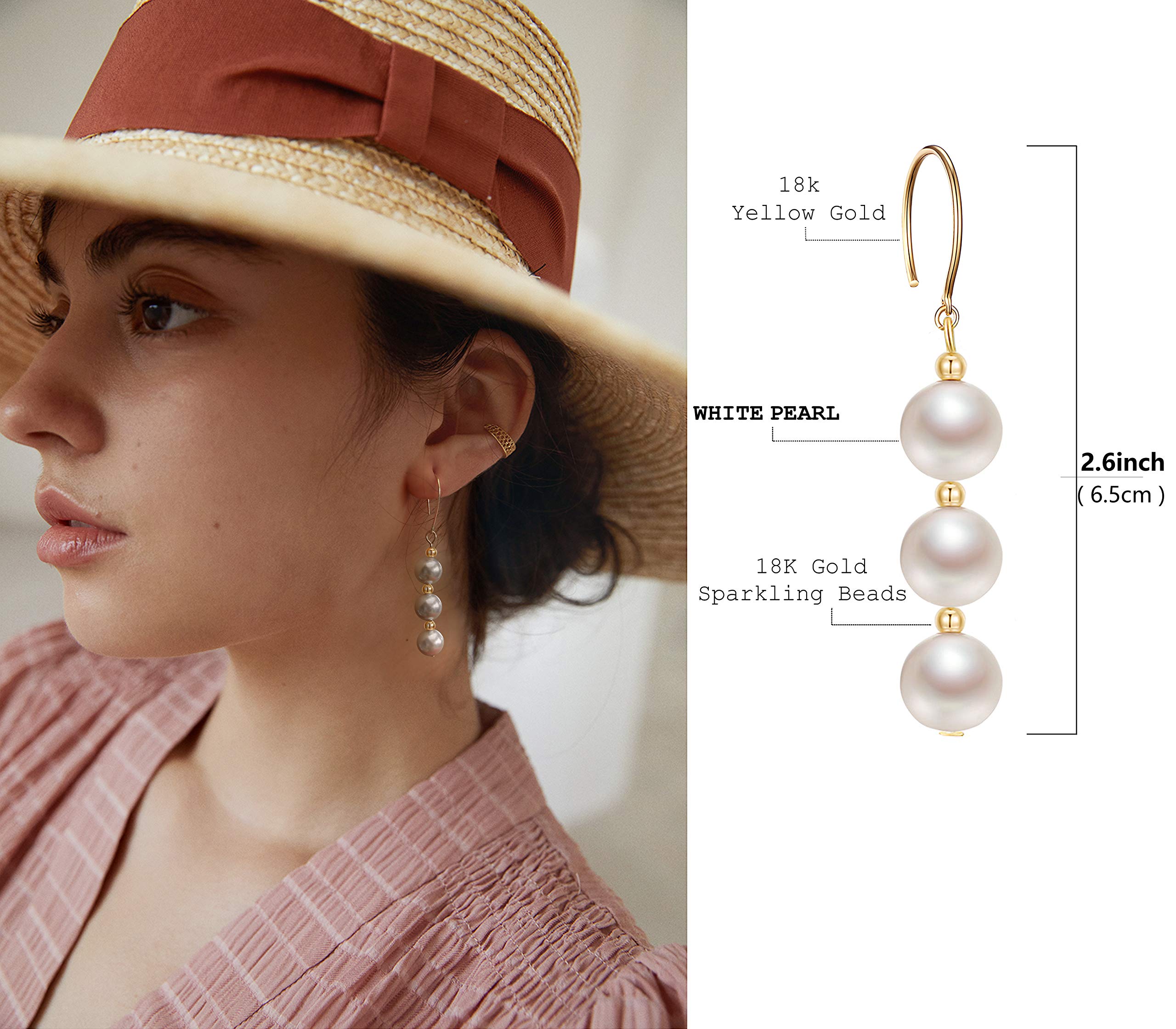 14K Gold Plated Round Bead Ball Drop Earrings for Women Minimal Lightweight Long Dangling Dangle Hoop Wedding Earrings for Brides Bridesmaid Prom Anniversary