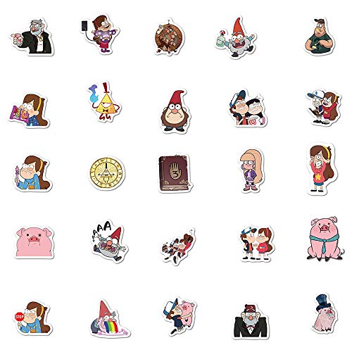 Funny Cartoon Stickers for Travel Case, | 50 PCS | Vinyl Waterproof Stickers for Teen Kid Laptop,Skateboard,Water Bottles,Computer,Phone,Luggage (Gravity Falls)