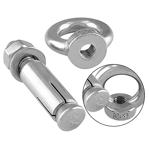 Augiimor 5PCS M6 x 60mm Ring Lifting Expansion Eyebolt Bolt Screw, 304 Stainless Steel Wall Concrete Brick Anchor Bolt