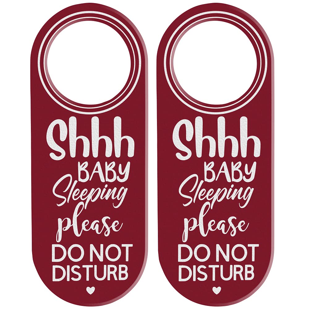FOUR ORANGUTANS Baby Sleeping Sign - Do Not Knock or Ring - Plastic Door Knob Hanger Sign, Double Sided, Ideal for Any Kind of Door Knob