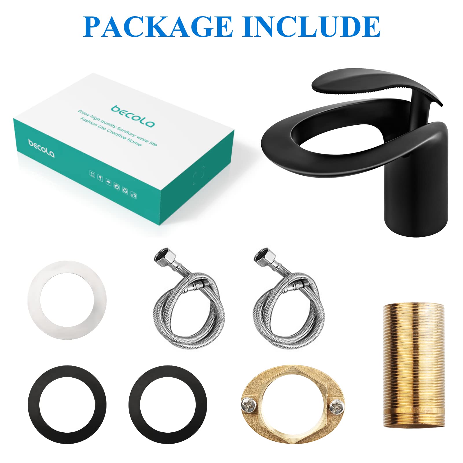 becola Creative Single Hole Bathroom Sink Faucet,Round Hollowing Vessel Sink Faucet,Single Handle Lavatory Black Bathroom Faucet Including Two US Standard 3/8" Hoses