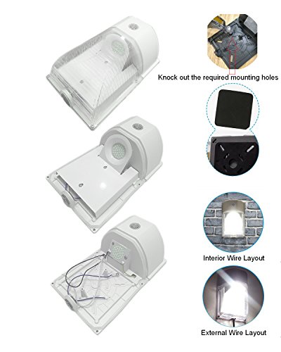 26W 3000LM LED Wall Pack Light, 100-277Vac 5000K Daylight, Photocell Dusk to Dawn Wall Pack, 150-250W MH/HPS Replacement, Outdoor Security Lighting Fixtures, Clear Lens (4-Pack White)
