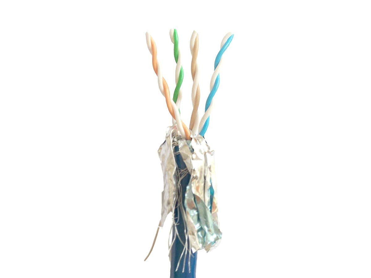 Monoprice Cat8 Network Cable - 2GHz, S/FTP Shielded, Solid, 40G, Bare Copper, for Ethernet Switch, Modem, Router, 22AWG 250 Feet, Blue - Entegrade Series