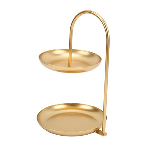 2 Tiered Large Capacity Fruit Tray, Strong Environmentally Friendly Nordic Style Gold Metal Tray, Simple Stylish Snack Tray place Fruits Cakes Candies