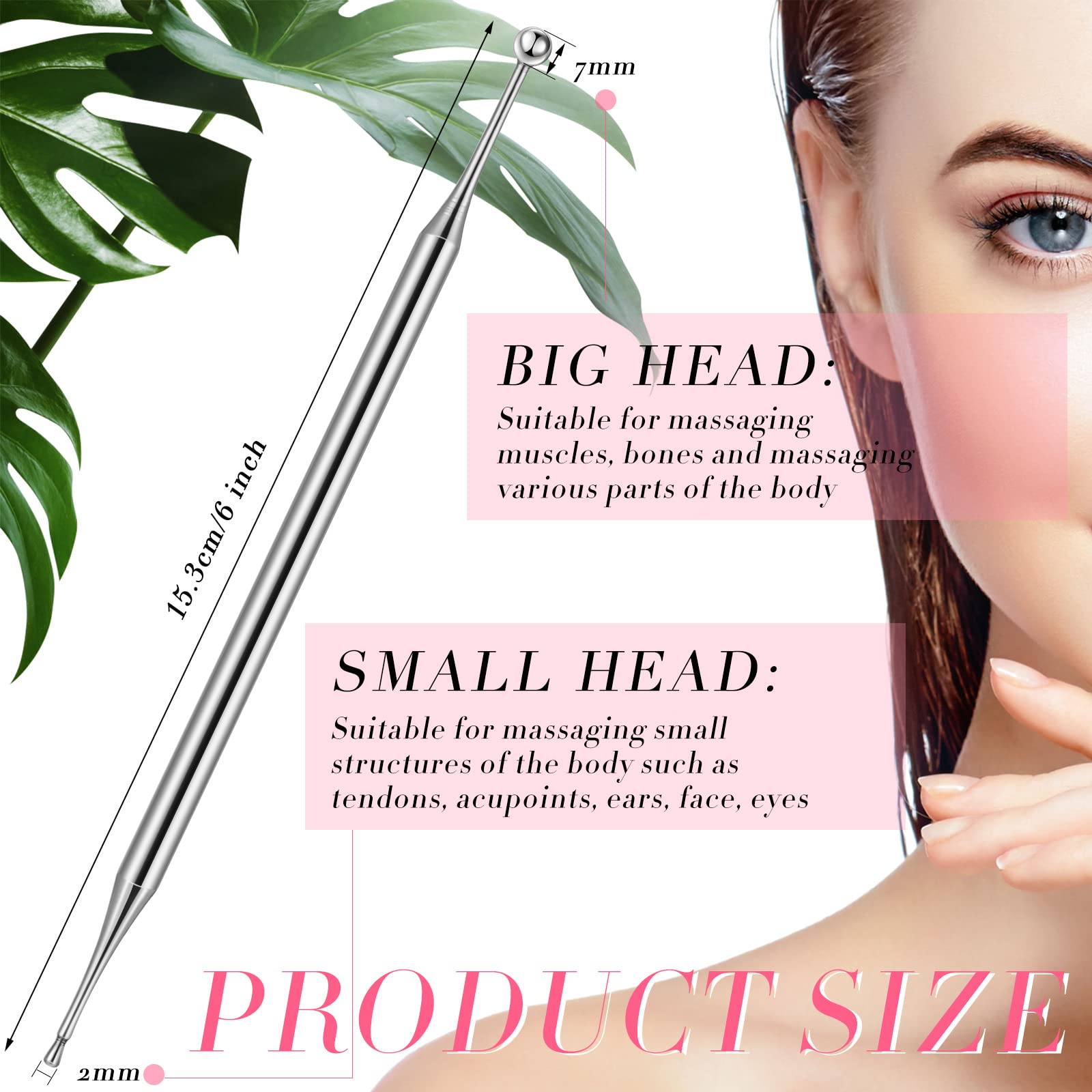 2 Pieces Face Reflexology Tools Stainless Steel Guasha Board Ear and Body Point Probe Pen Heart Shaped Massage Scraper Acupuncture Pen Gua Sha Facial Tool for Face Body Spa Massager