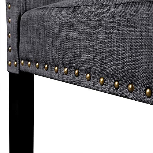 Yaheetech Dining Chairs with Rubber Wood Legs Fabric Upholstered Armless Chairs for Kitchen Dining Room Living Room Hotel Weeding Lounge Reception, Set of 4, Dark Gray