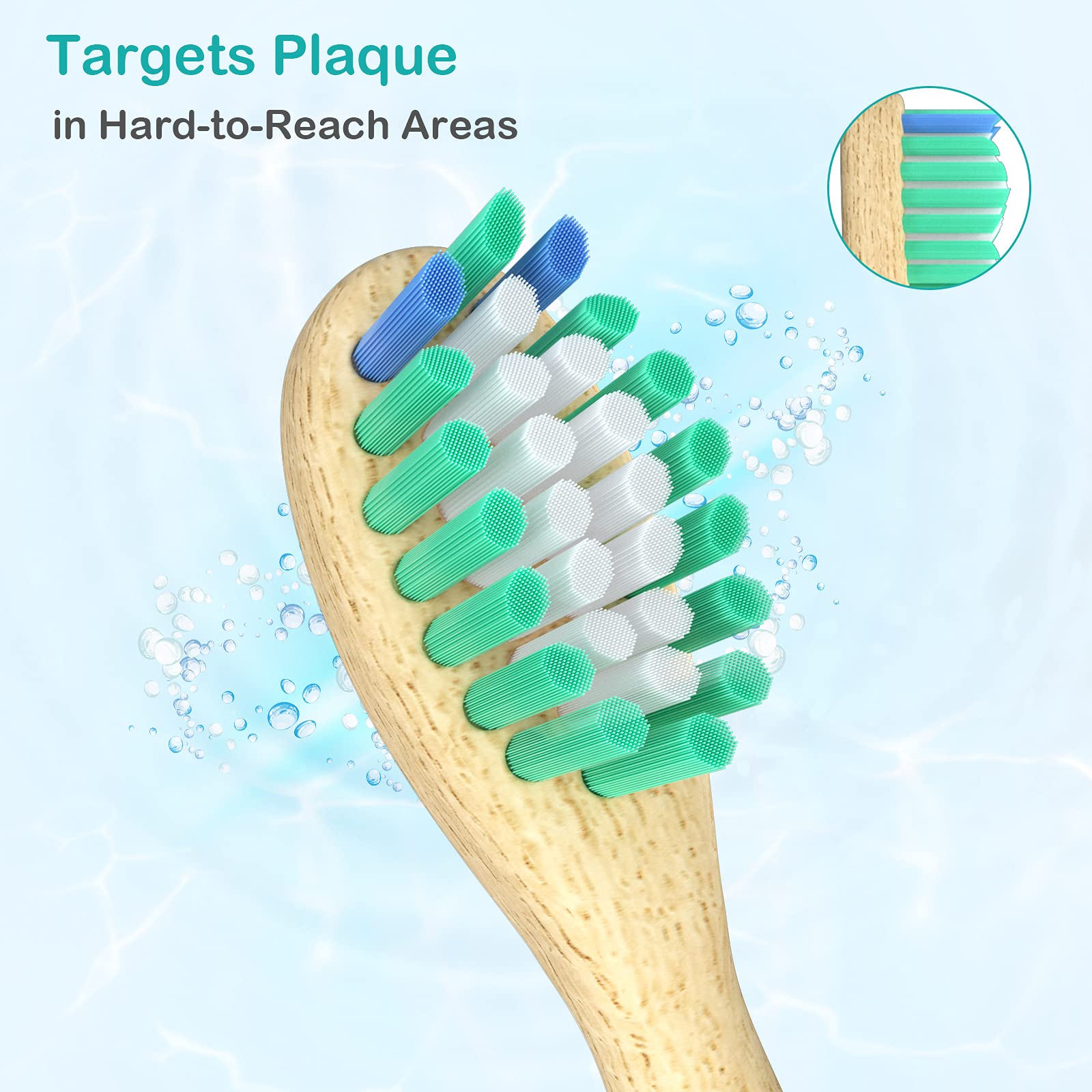 Bamboo Replacement Toothbrush Heads - FSC Certified and PETA Approved, 4 Count (Fits Most Philips Electric Toothbrushes)