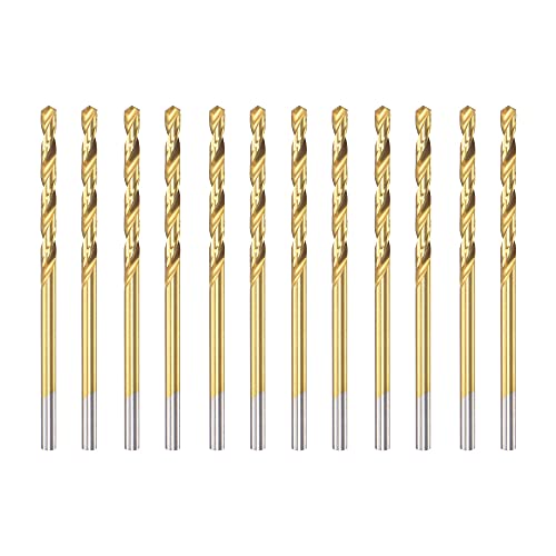 uxcell High Speed Steel Straight Shank Twist Drill Bit Fully Ground Titanium Coated 2.6mm Drill Diameter 57mm Total Length 25mm Drill Bit Length 12 Pcs