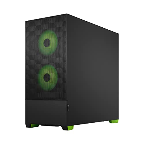 Fractal Design Pop Air RGB Green Core - Tempered Glass Clear Tint - Honeycomb Mesh Front – TG Side Panel - Three 120 mm Aspect 12 RGB Fans Included – ATX High Airflow Mid Tower PC Gaming Case