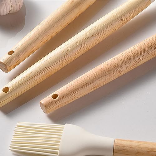 14 Pcs Silicone Kitchen Utensil Set Tongs Spoon Spatula Wood Handle Cooking Utensils Kitchen Gadget Tools Set Non Stick Heat Resistant Cooking Utensils
