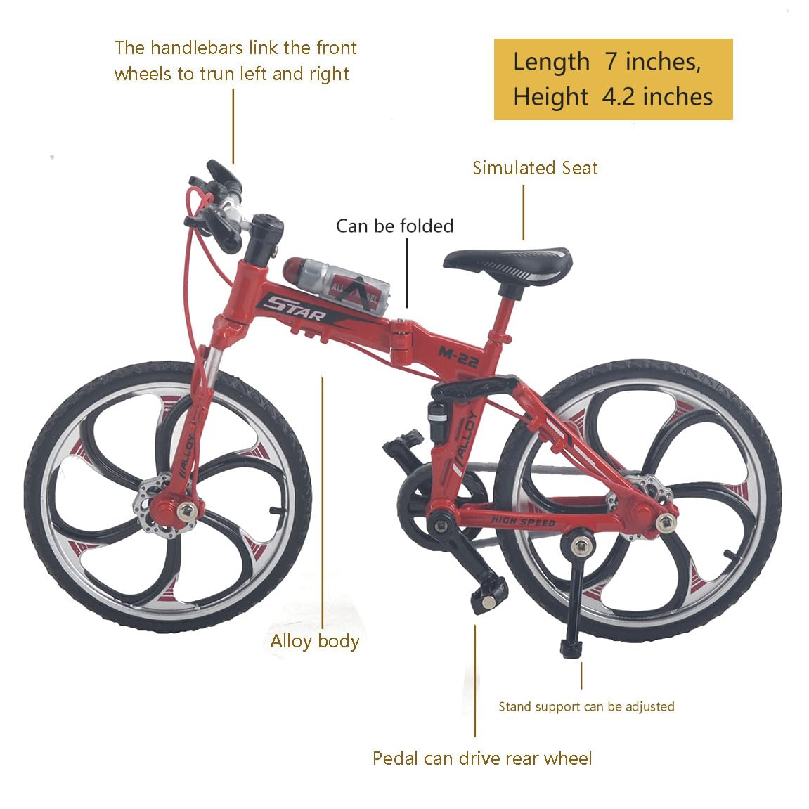 Ailejia Finger Racing Bicycle Mountain Bike Cake Topper Mini Dirt Bike Bicycle Model Cool Boy Toy (Red)