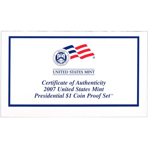 2007 S US Mint Presidential $1 Coin Proof Set OGP