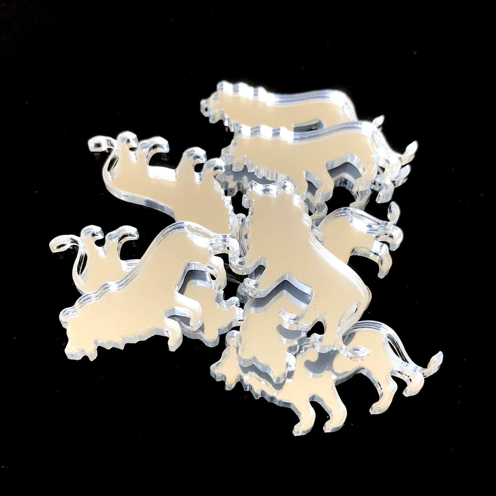 Super Cool Creations Lion Shaped Crafting Mirrors, Set of 10, Many Colours, Shatterproof Acrylic, Bright Blue, Pack of 10 x 7cm
