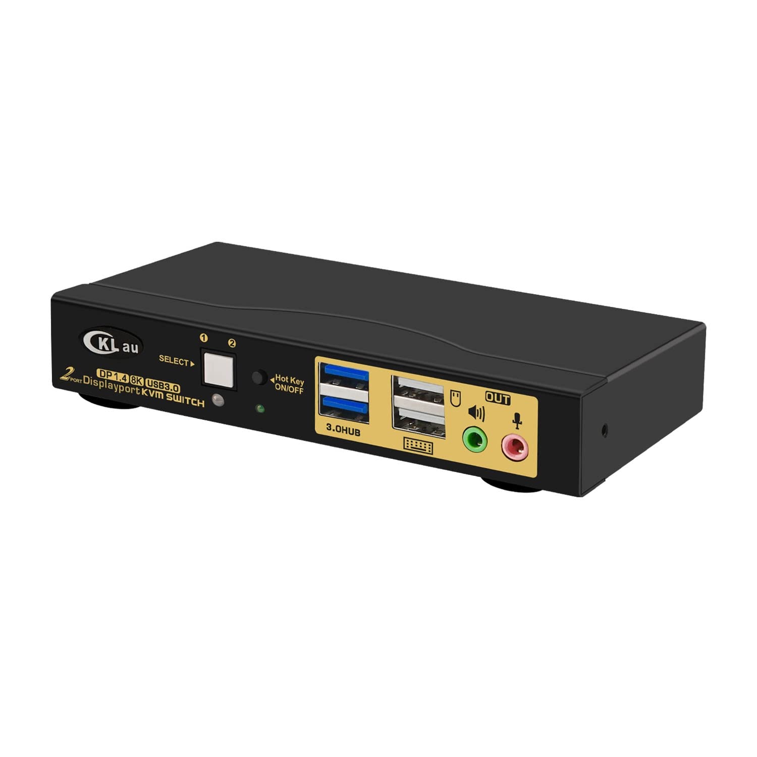 2 Port KVM Switch Dual Monitor USB 3.0 Displayport 1.4 + HDMI 2.1 Supports 8K@60Hz, 4K@144Hz with Audio Output and All Input Cables