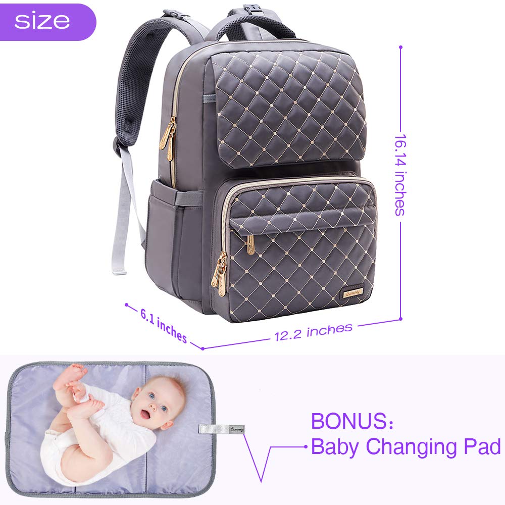 Bamomby Diaper Bag Backpack, Multi-Function Travel Backpack Bags,Registry Baby Shower Gifts (Gray)