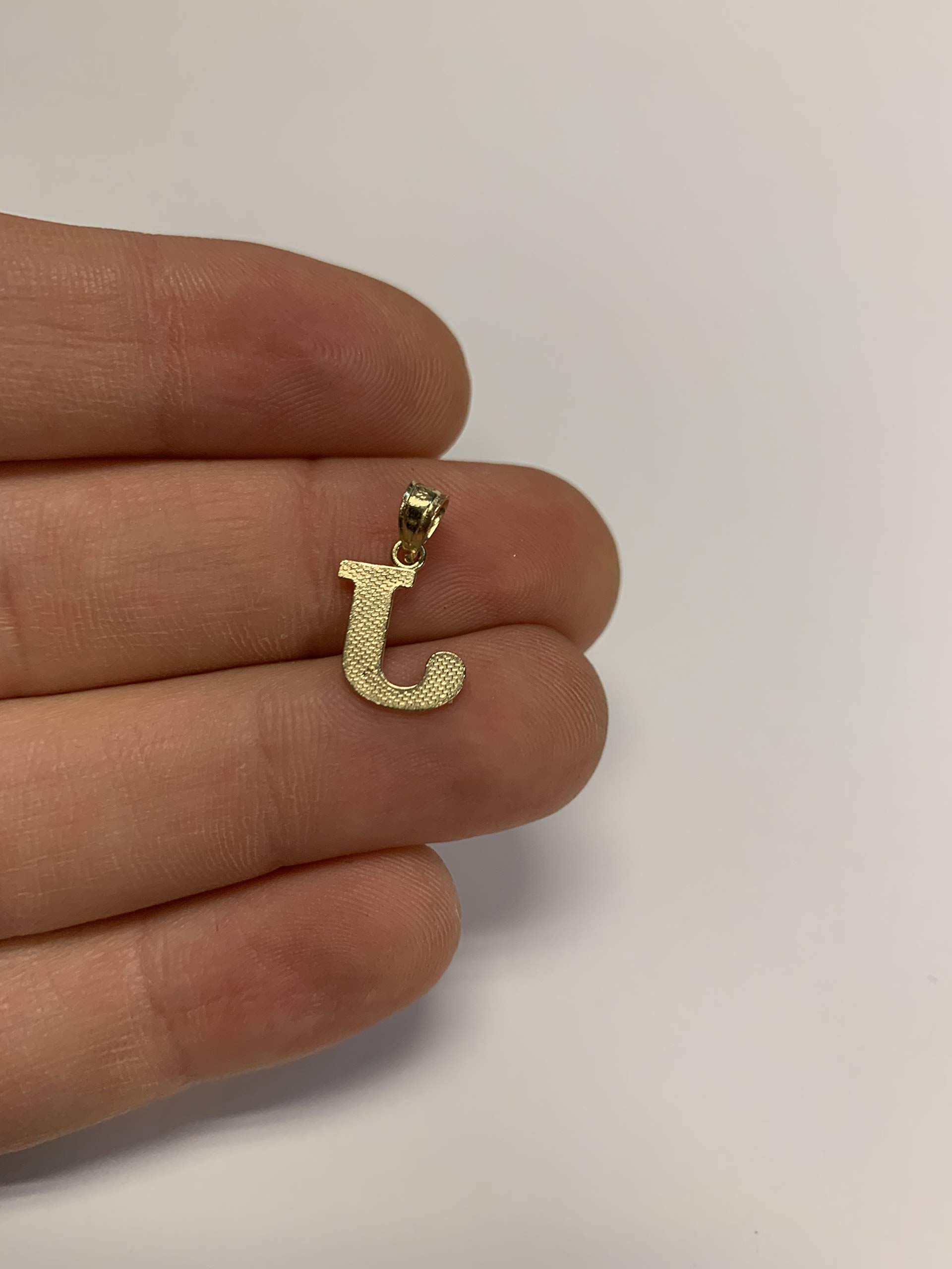 14k Real Solid Gold Two Tone Initial Pendant with Diamond Cut Finish, Available in Different Letters Personalized Letter Jewelry Gifts for Her (J)