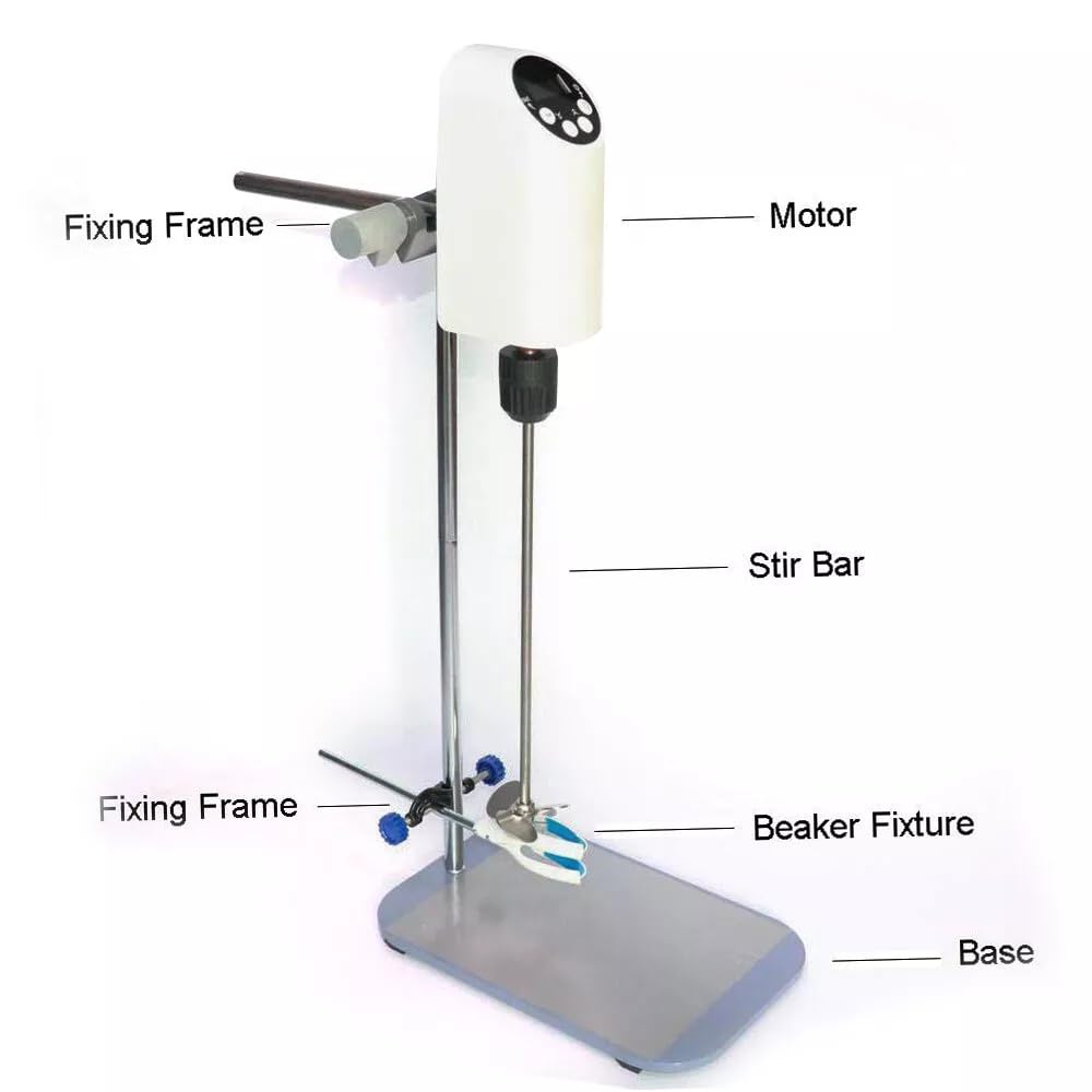 130W Lab Stirrers 40L Overhead Stirrer Lab Mixer Stirrer 100-2000Rpm Lab Electric Overhead Stirrer Mixer Agitator Homogenizer + Digital Display