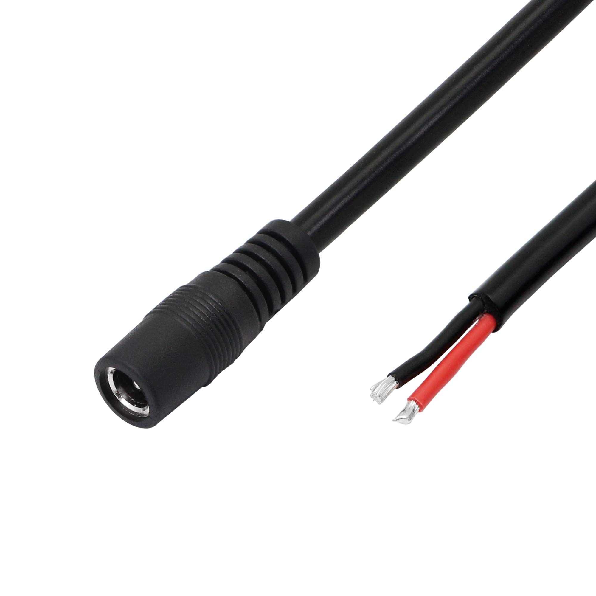 DC Power Pigtails Cable,3FT DC 5.5MM x 2.1MM Female Plug to Bare Wire Open End Power Wire Supply Repair Cable,16 AWG Barrel Connector Pigtail for CCTV Security Camera,DVR,LED Strip Light Etc-2 Pcs(F)