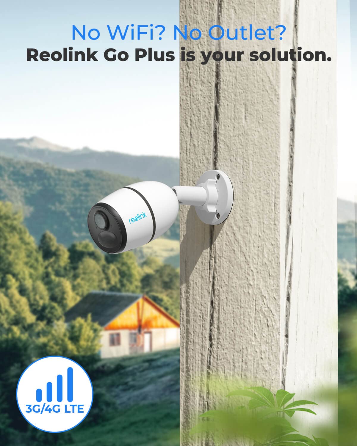 REOLINK Cellular Security Camera Wireless Outdoor, 4G LTE No WiFi Needed, 2K HD with Person/Vehicle Smart Detection & Playback, Rechargeable Battery Powered, Time Lapse, Two-Way Talk, Go Plus