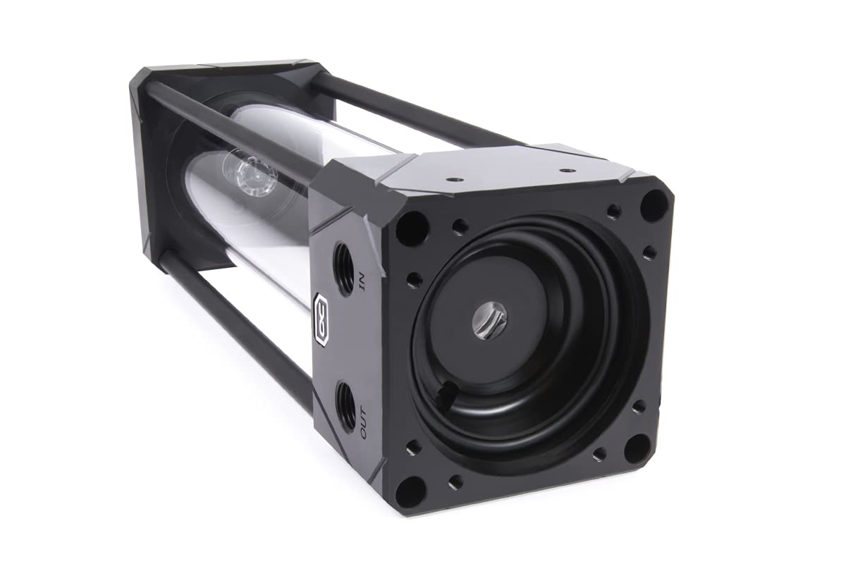 Alphacool Eisbecher Aurora 250mm Glass Reservoir with D5 Body (Pump Not Included), Black/Acetal