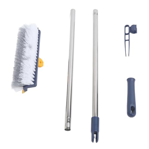 2 in 1 Long Handle Tile & Grout Scrubber Brush - Stiff, 180° Rotating Head - Bathroom & Kitchen Cleaning Tool (Dark Blue)