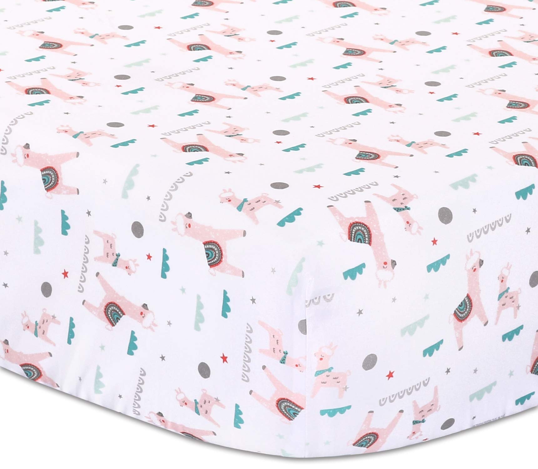 The Peanutshell Llama Love Crib Bedding Set for Baby Girls | 4 Piece Nursery Set | Baby Quilt, Crib Sheet, Dust Ruffle with Plush Llama Toy