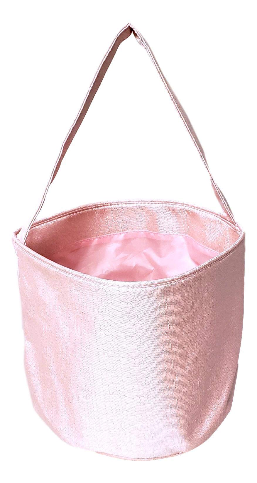 Girls Shimmer Fabric Easter Egg Basket Bucket Tote Bag Gift for Kids Pink Purple - Can be Personalized (Pink - Personalized Name)