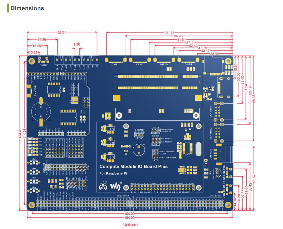 TOP1 Compute Module IO Board Plus, for Raspberry Pi Compute Module 3/3 Lite/3+/3+ Lite Compatible with Compute Module IO Board V3