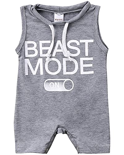 Aalizzwell 6-12 9 Months Baby Boy Romper Infant Sleeveless Short Romper One Piece Active Summer Clothes Gray