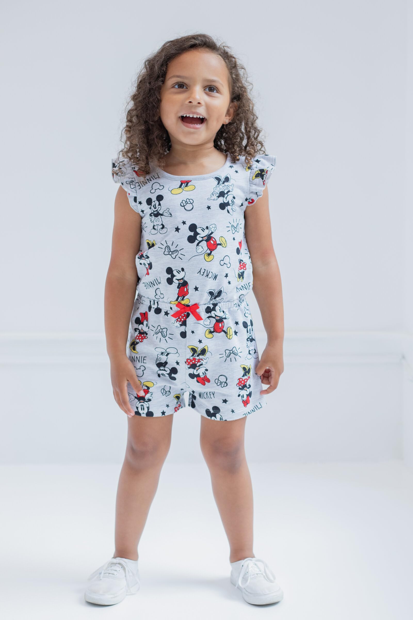 Disney Minnie Mouse Mickey Mouse Infant Baby Girls Sleeveless Romper Gray 18 Months