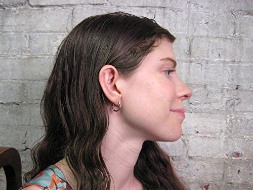 14K Yellow Gold Tube Hoop Earrings with Click-Down Clasp, 2mm Tube (15mm)