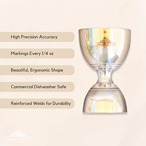 A Bar Above Premium Bell Jigger with 10 Measurements Inside - Professional & Heavy-Duty 304 Stainless Steel Cocktail Double Jigger for Bartending - Bar Tools For Measuring Cocktail Shots 1oz / 2oz