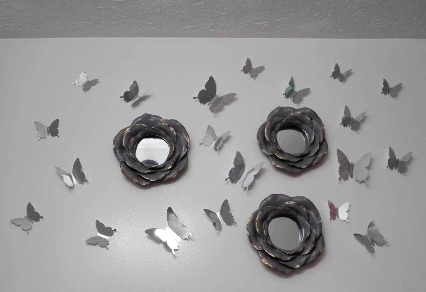 24pcs DIY Mirror 3D Butterfly Removable Mural Stickers Wall Stickers Decal for Home and Room Decoration