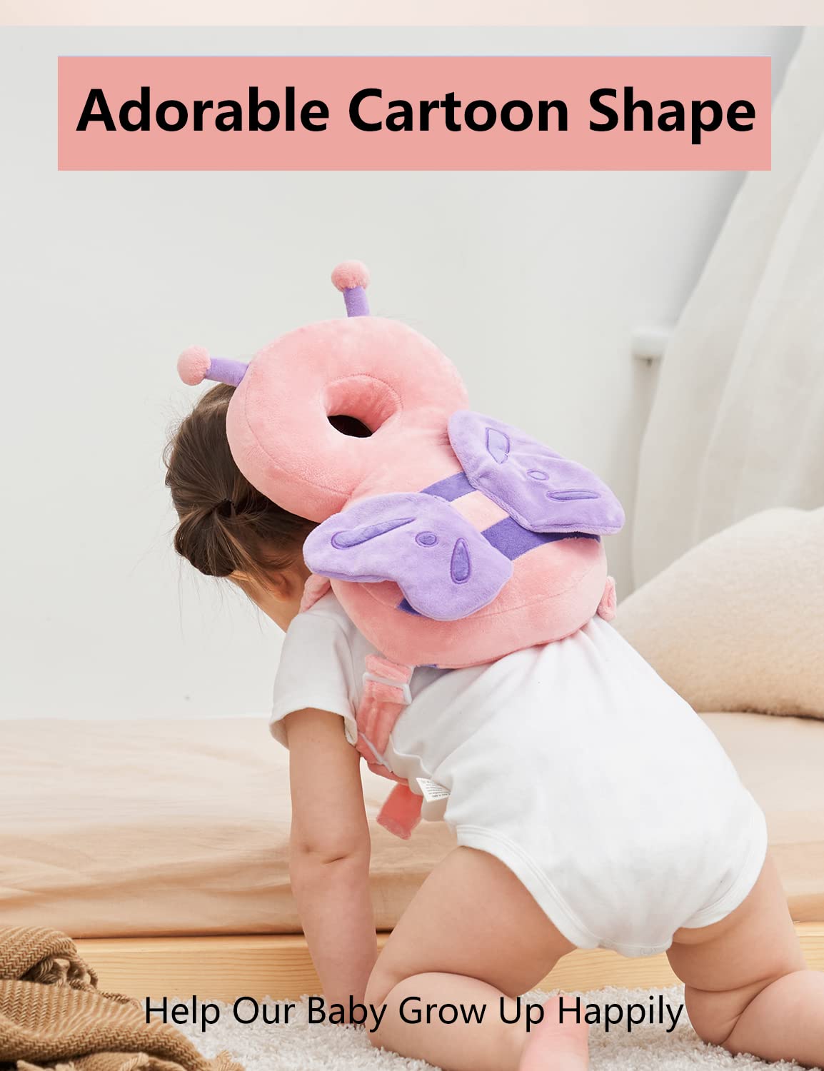 JunNeng Toddler Baby Head Protector Pad Safety Cushion with Knee Pads&Anti-Slip Socks (Butterfly),6 Months-3 Years
