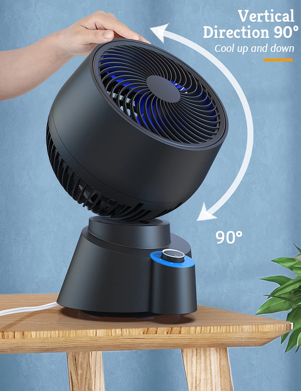 Air Circulator Whole Room Fan, Oscillating Fan, Super Quiet Powerful Wind, Energy-Saving, Table Desk Floor Fan in Bedroom ,Office with 3 Wind Speeds and Auto Oscillating