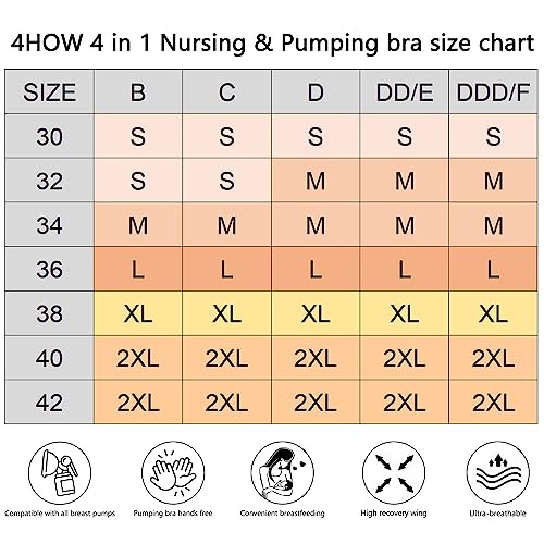 4HOW Pumping Bra Hands-Free, Breast Pump Bra,Nursing Bras for Breastfeeding,Adjustable Breast-Pumps Holding and Nursing Bra