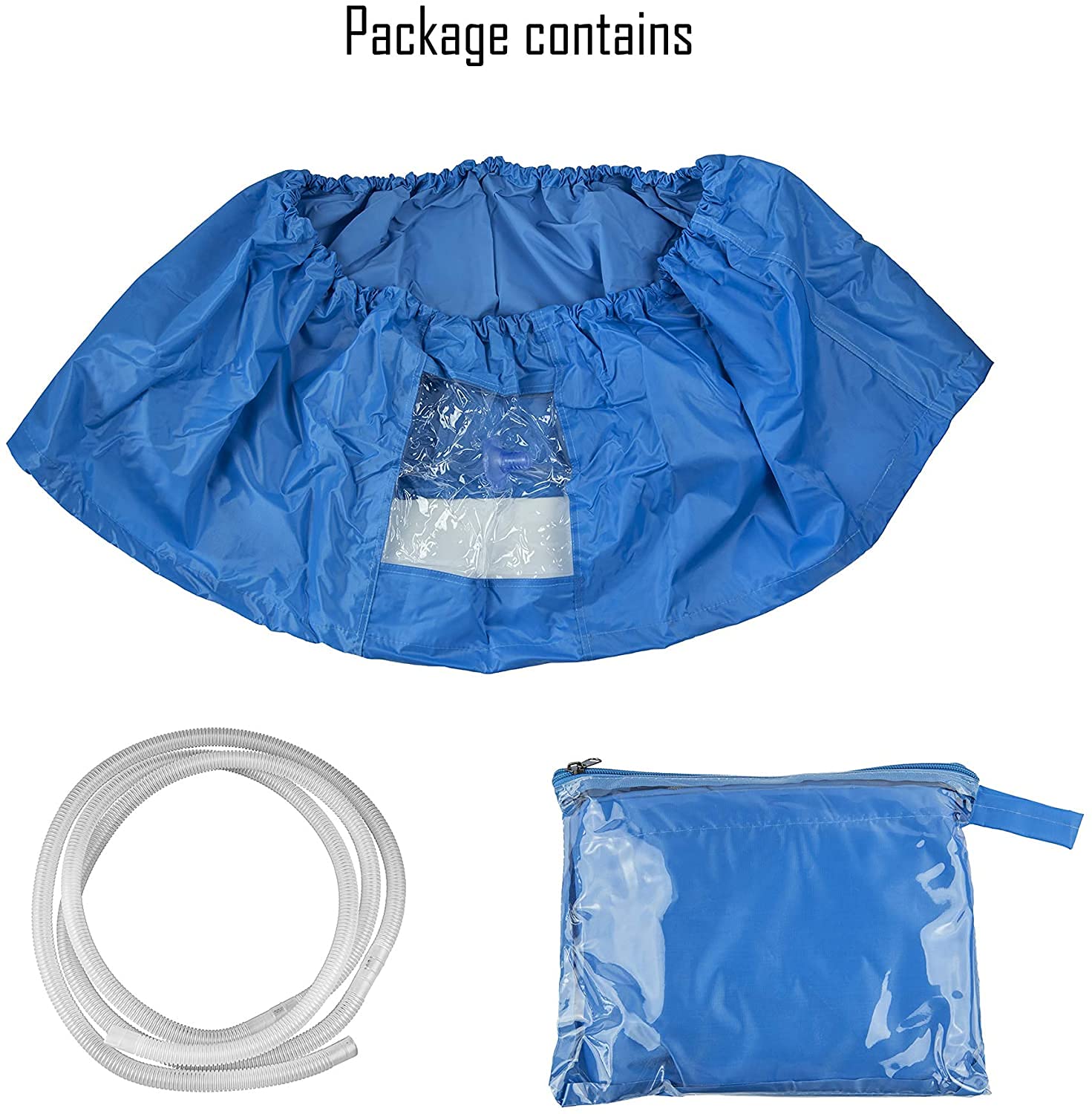Air Conditioner Cleaning Protector Cover Waterproof Dustproof Cover Bag with Drain Outlet and Water Pipe Dust Washing Clean Protector Bag Wall Mounted Split AC Air Conditioning Service Bag (Blue, M)