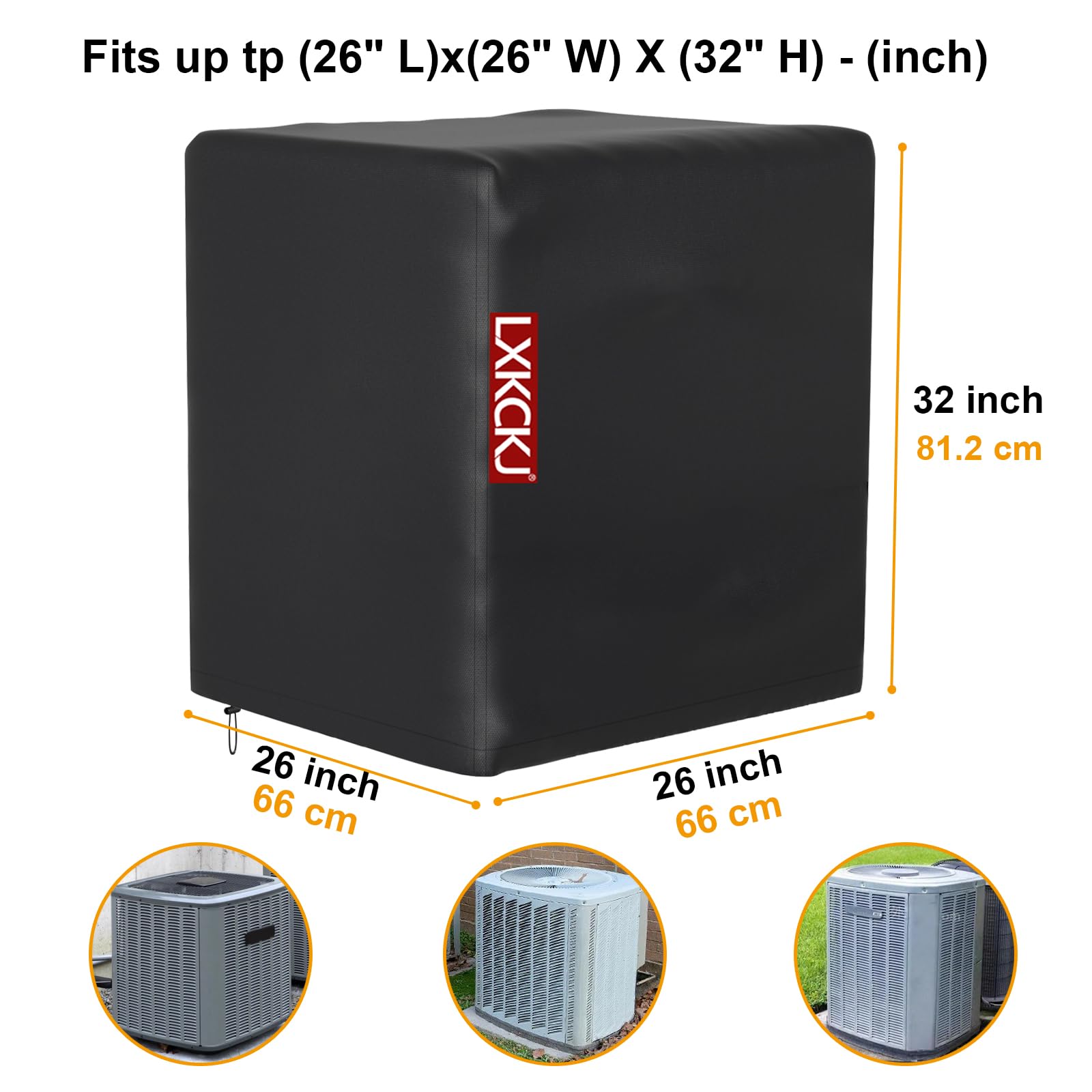 LXKCKJ Air Conditioner Cover for Outside Units - 420D Waterproof Air Conditioner Protection Covers for Window Unit - Winter AC Covers Fits AC Condensing HVAC Unit (Black 32''LX32''WX36''H)