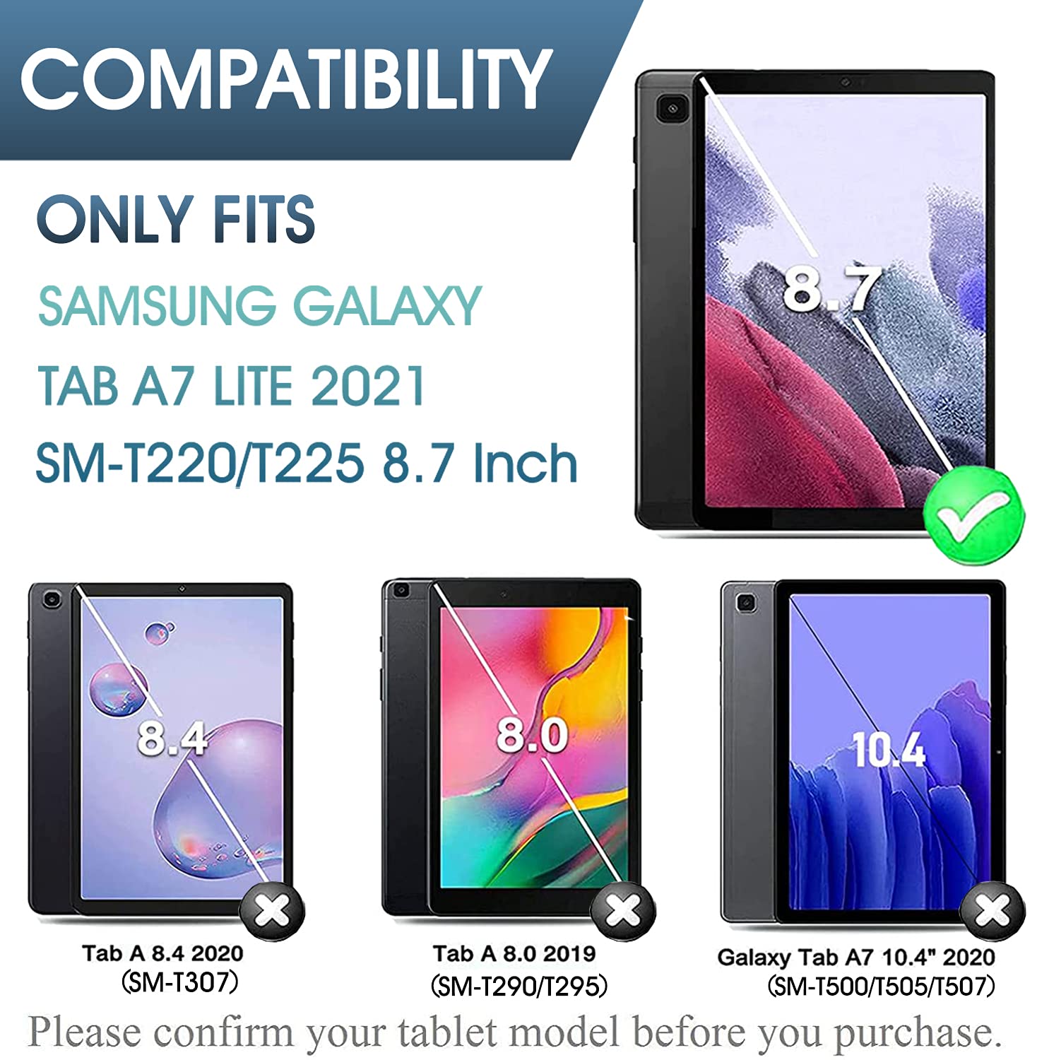 REAL-EAGLE Galaxy Tab A7 Lite 8.7 2021 Backlit Keyboard Case (SM-T220/T225), 7 Color Backlights Detachable Wireless Keyboard Protective Case Cover for Samsung Galaxy Tab A7 Lite 8.7 Inch, Black