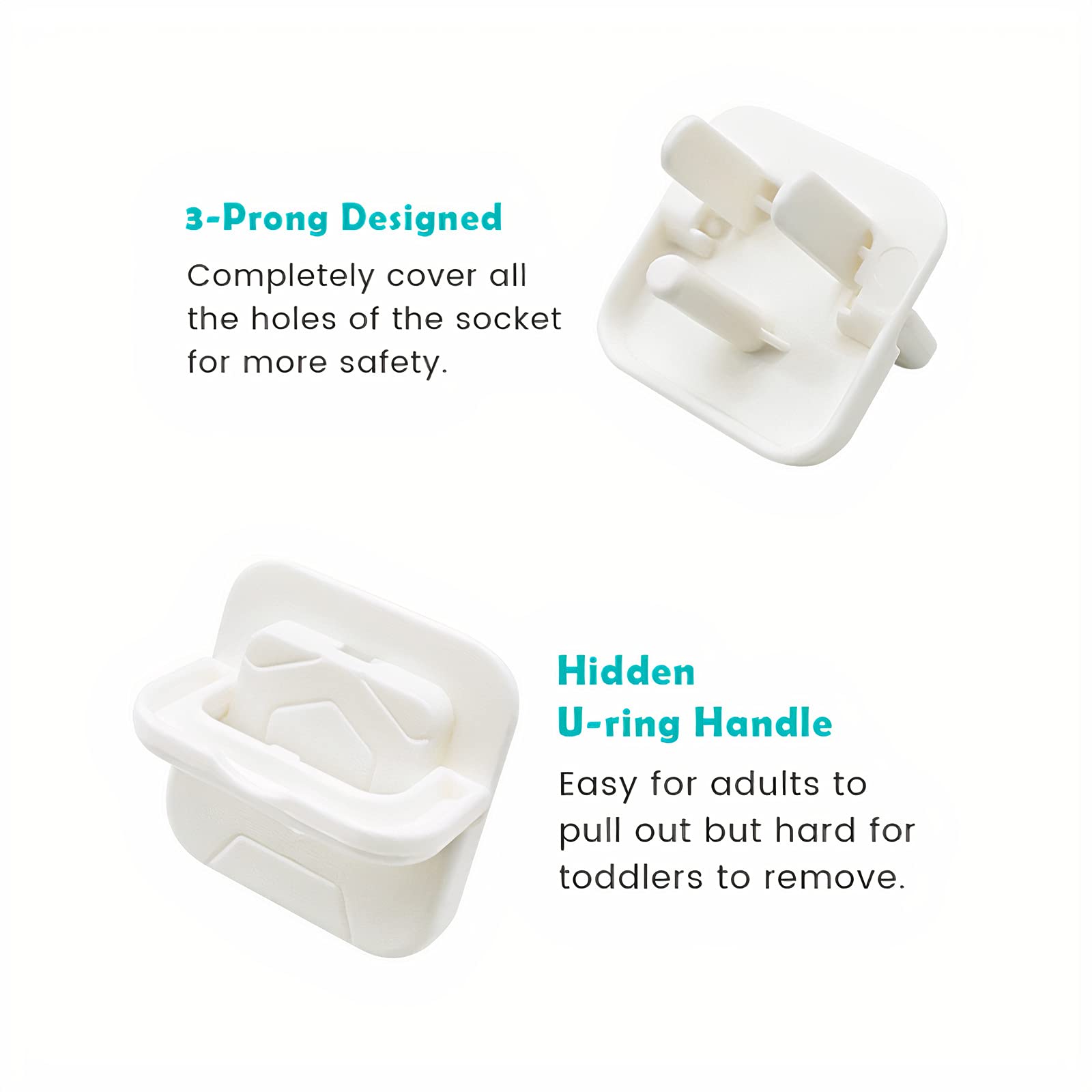 Outlet Covers (40 Pack), with Hidden Pull Handle, Baby Proofing Plug Covers, 3-Prong Child Safety Socket Covers, Electrical Outlet Protectors, Kid Proof Outlet Cap (3 Prongs, 40 Pcs)